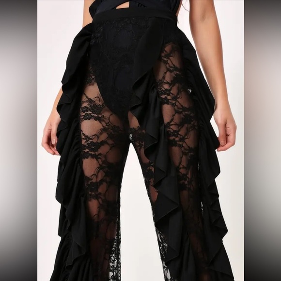 Swim | New Lace Sheer Ruffle Mesh See Through Beach Swim Cover Up Pants ...
